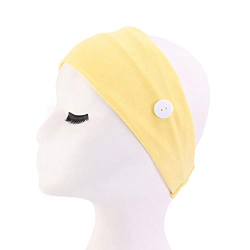 CÉLLOT 12 Pack Boho Wide Headband with Button Elastic Turban Hair Band Yoga Head Wraps for Women Girls Nurse and Doctor