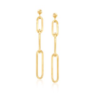 ross-simons italian 18kt gold over sterling paper clip link linear drop earrings