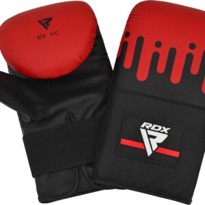 RDX Bag Gloves for Heavy Punching Training, Maya Hide Leather Punch Mitts for Boxing, Muay Thai, Sparring, Kickboxing, Martial Arts, MMA, Ideal for Thai pad, Focus Pads, Double End Speed Ball Workout