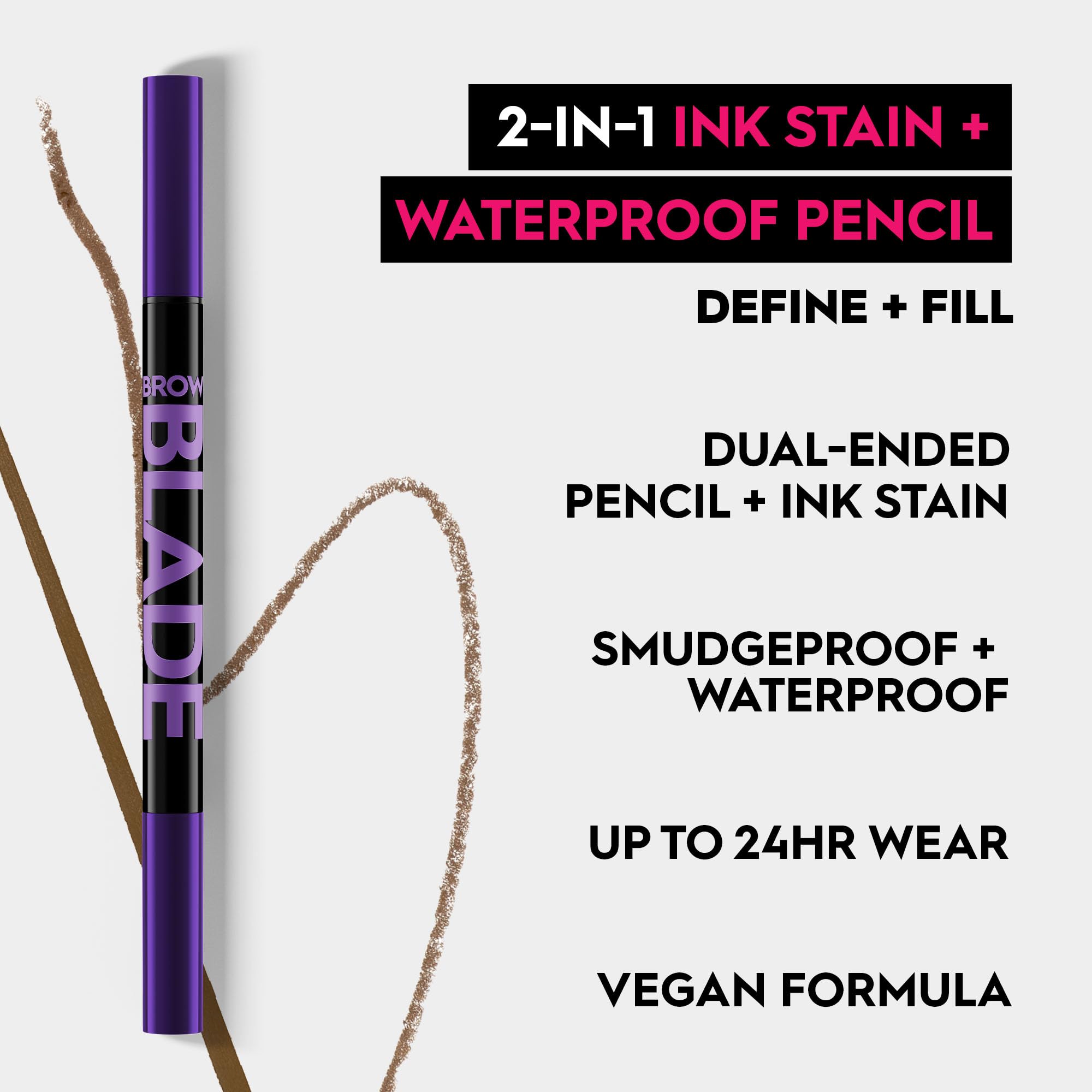 Urban Decay Brow Blade 2-in-1 Eyebrow Pen & Waterproof Pencil (Brunette Betty - Warm Brown), Smudge-proof, Transfer-resistant, Brow Ink Stain & Creamy Brow Pencil, Vegan, Cruelty-free - 0.01 oz