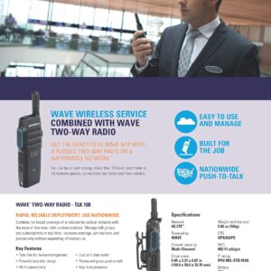 2 TLK100 Wave Using 4G LTE/WiFi Two Way Radio with Nationwide Coverage - Monthly Service Fee Required by Motorola Solutions