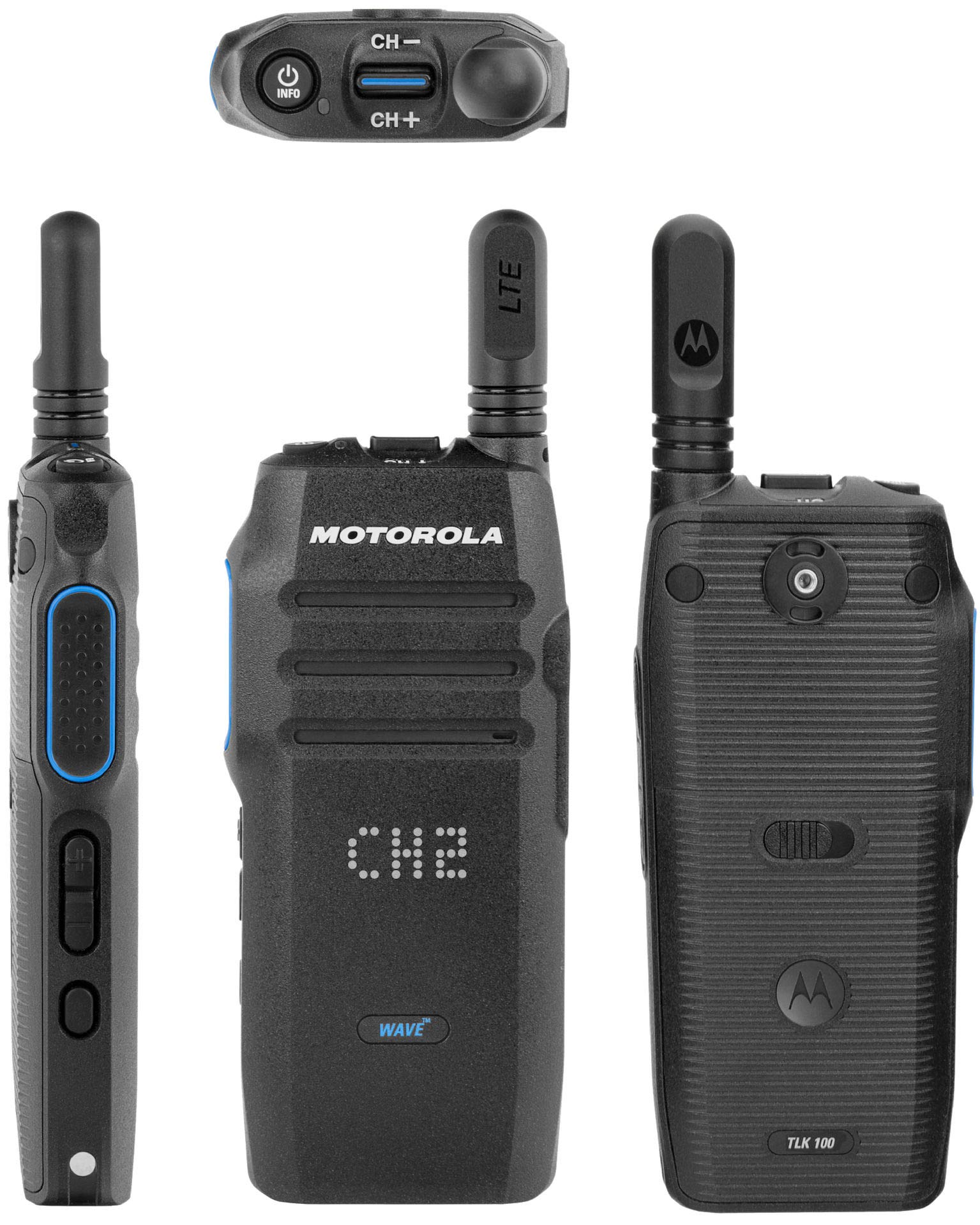 2 TLK100 Wave Using 4G LTE/WiFi Two Way Radio with Nationwide Coverage - Monthly Service Fee Required by Motorola Solutions