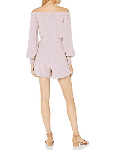 GUESS Women's Mellie Long Sleeve Off Shoulder Romper, Lavender Hush, Large