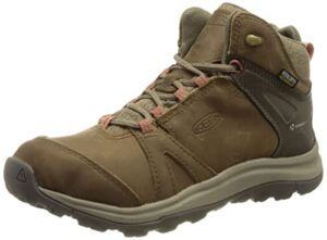 keen womens terradora 2 mid height leather waterproof hiking boot, brindle/redwood, 7.5 us