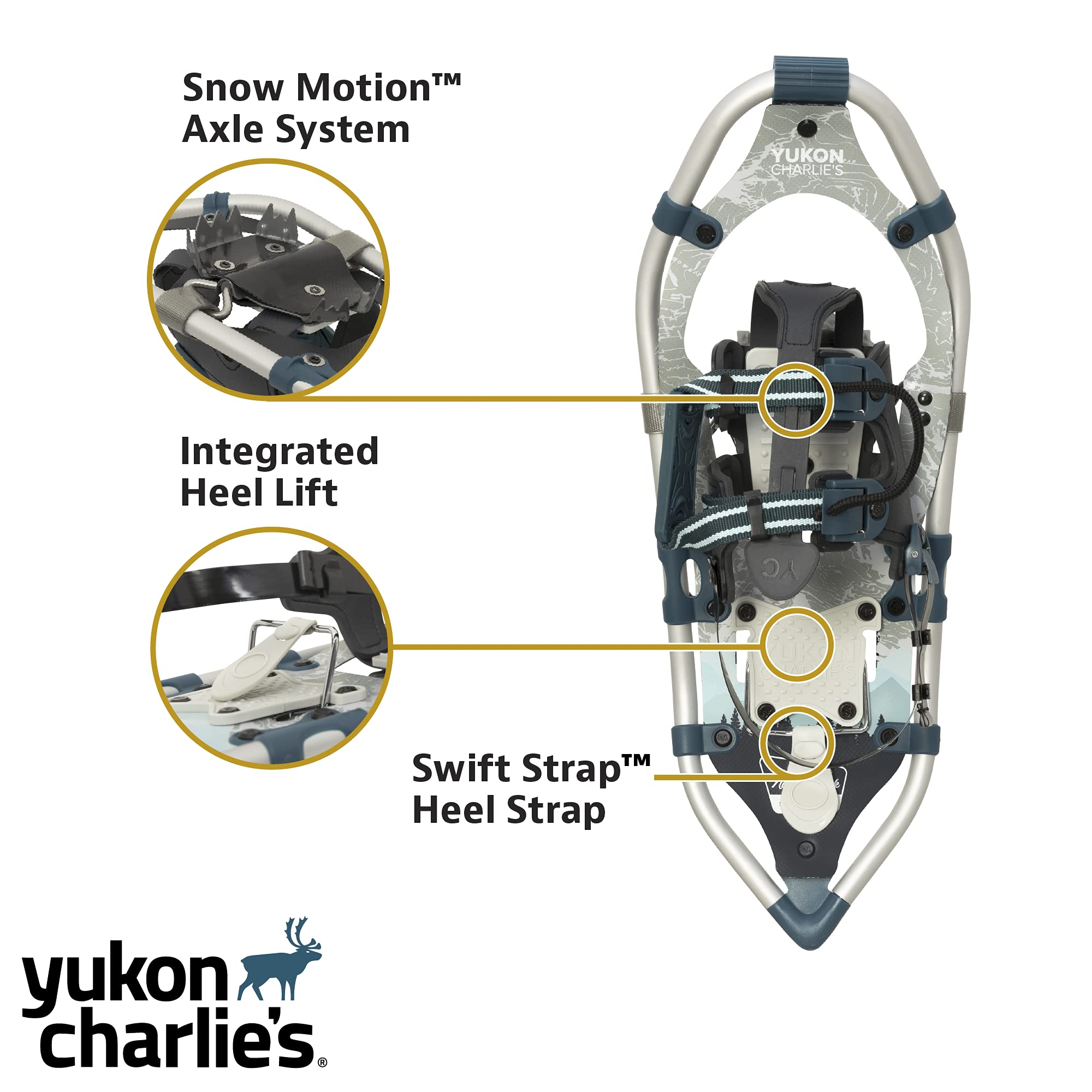 Yukon Charlie's National Park Snowshoe Kit, 8-inch x 21-inch, Includes Snowshoes, Trekking Poles and Travel Bag