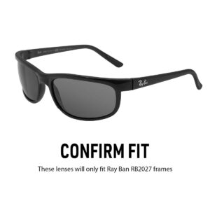 IKON LENSES Replacement Lenses for RB2027 Ray Ban (Polarized) - Fits RayBan RB 2027 Predator 2 Sunglasses (Black/Grey)