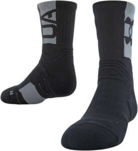 under armour youth playmaker mid-crew socks, 1-pair , black/pitch gray , small