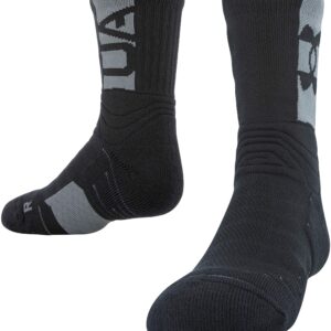 Under Armour Youth Playmaker Mid-Crew Socks, 1-Pair , Black/Pitch Gray , Small