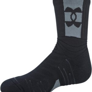 Under Armour Youth Playmaker Mid-Crew Socks, 1-Pair , Black/Pitch Gray , Small