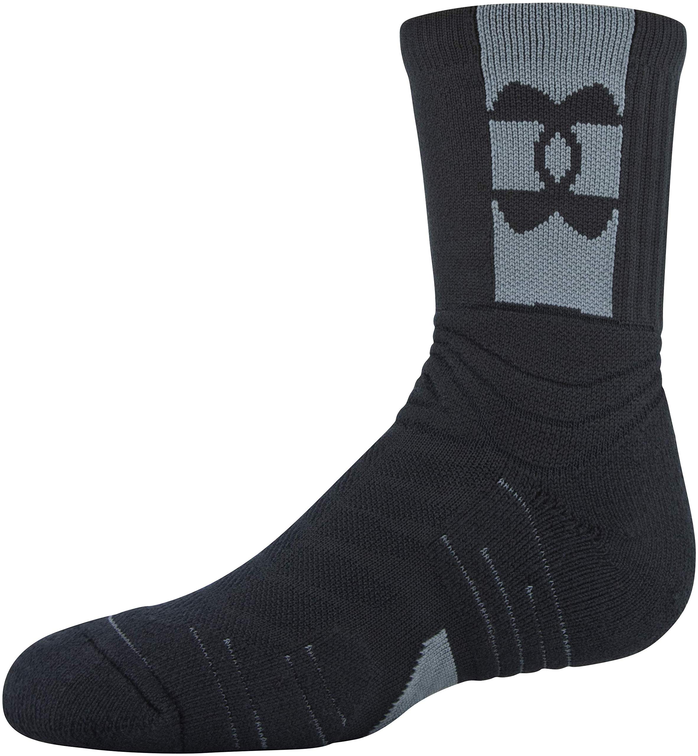 Under Armour Youth Playmaker Mid-Crew Socks, 1-Pair , Black/Pitch Gray , Small