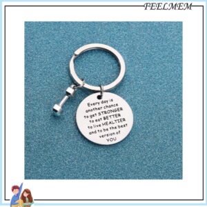 FEELMEM Workout Jewelry Fitness Gift Bodybuilding Keychain Weight Lifting Gift for Fitness Lover Personal Trainer