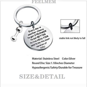 FEELMEM Workout Jewelry Fitness Gift Bodybuilding Keychain Weight Lifting Gift for Fitness Lover Personal Trainer