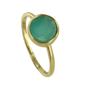 les poulettes jewels - gold plated ring and round amazonite - size 5