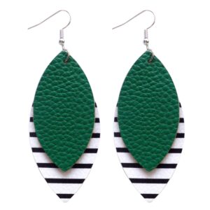 rostivo leather earrings for women double layered dangle earrings (green)