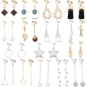 newitin 16 pairs clip on earrings for women dangle drop earrings multiple cute earrings charming fashion earrings non piercing clip on earrings for women