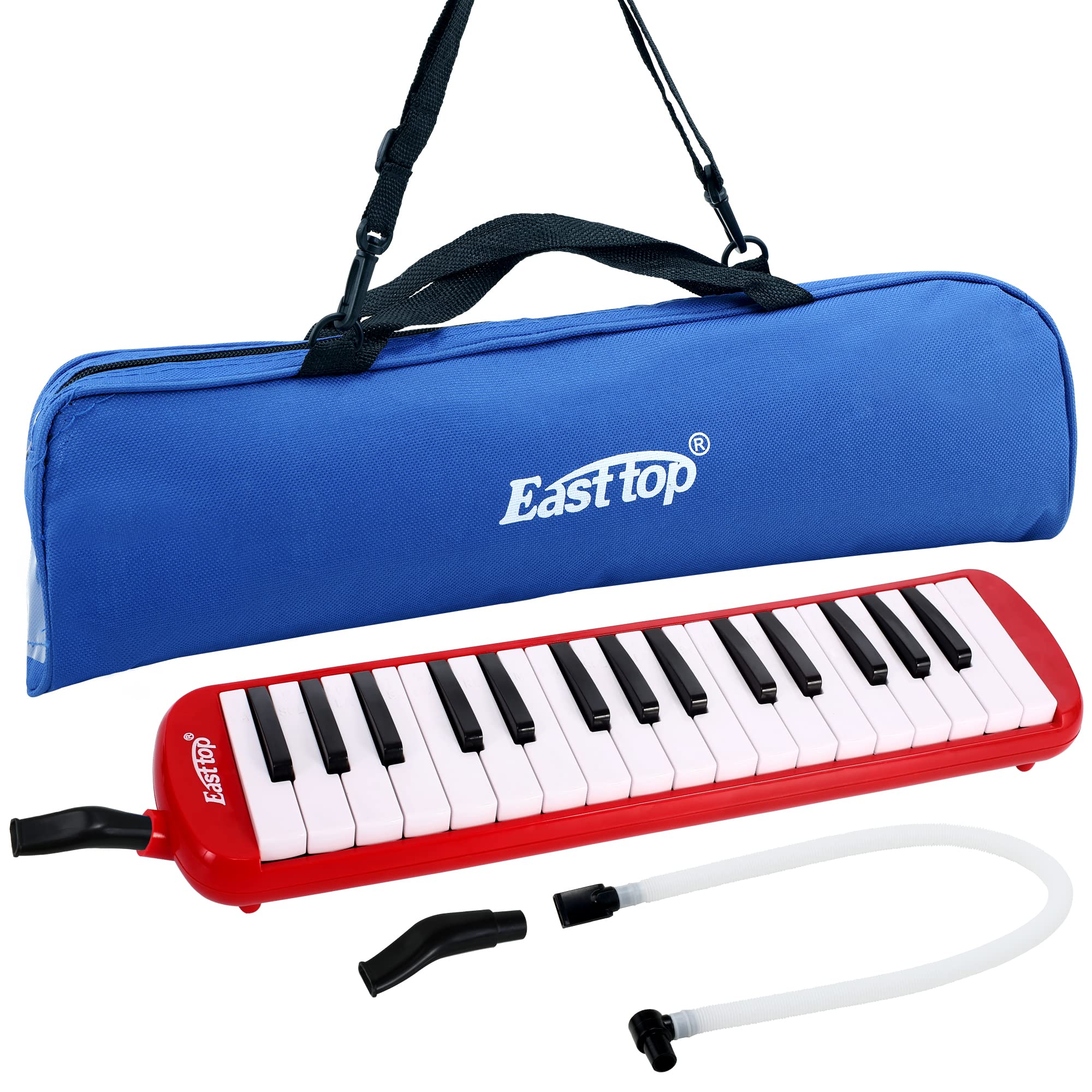 East top 32-Key Melodica, Professional Mouth Melodica Keyboard Organ Melodica Instrument for Adults, Students and Kids, As a gift, Set-Red