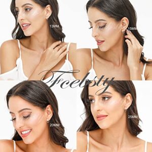 3 Pairs 925 Sterling Silver Hoop Earrings | Small White Gold Plated Hoop Earrings for Women (13mm, 15mm, 20mm)