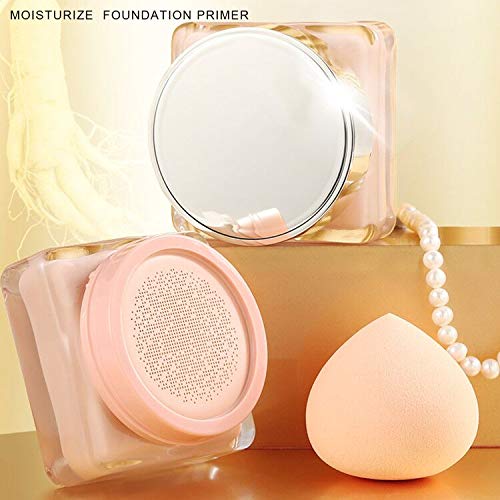 Air Cushion CC Cream Liquid Mushroom BB Foundation Weightlight Color Brighten Face Tones Moisturizer Primer Hides Face Pores for Girls Dry Skin with Makeup Sponge (13g)