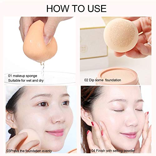 Air Cushion CC Cream Liquid Mushroom BB Foundation Weightlight Color Brighten Face Tones Moisturizer Primer Hides Face Pores for Girls Dry Skin with Makeup Sponge (13g)