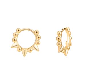 spike hoop earrings huggie stud 14k gold plated rivet simple earrings for women