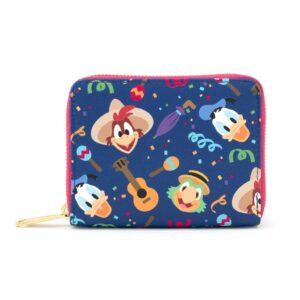 loungefly x disney three caballeros zip around wallet (multi, one size)