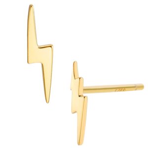 lightning bolt earrings gold in sterling silver 18k plating minimalist small thunder bolt studs yellow gold plated