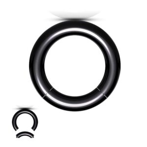 Luxe Modz BodyJewelryOnline PAIR of Black Acrylic Segment Rings, Captive Bead, 8 Gauge (1/2” 16mm) Thickness, Hypoallergenic, Nickel-Free, Stylish, Super LightWeight