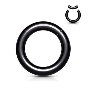 Luxe Modz BodyJewelryOnline PAIR of Black Acrylic Segment Rings, Captive Bead, 8 Gauge (1/2” 16mm) Thickness, Hypoallergenic, Nickel-Free, Stylish, Super LightWeight