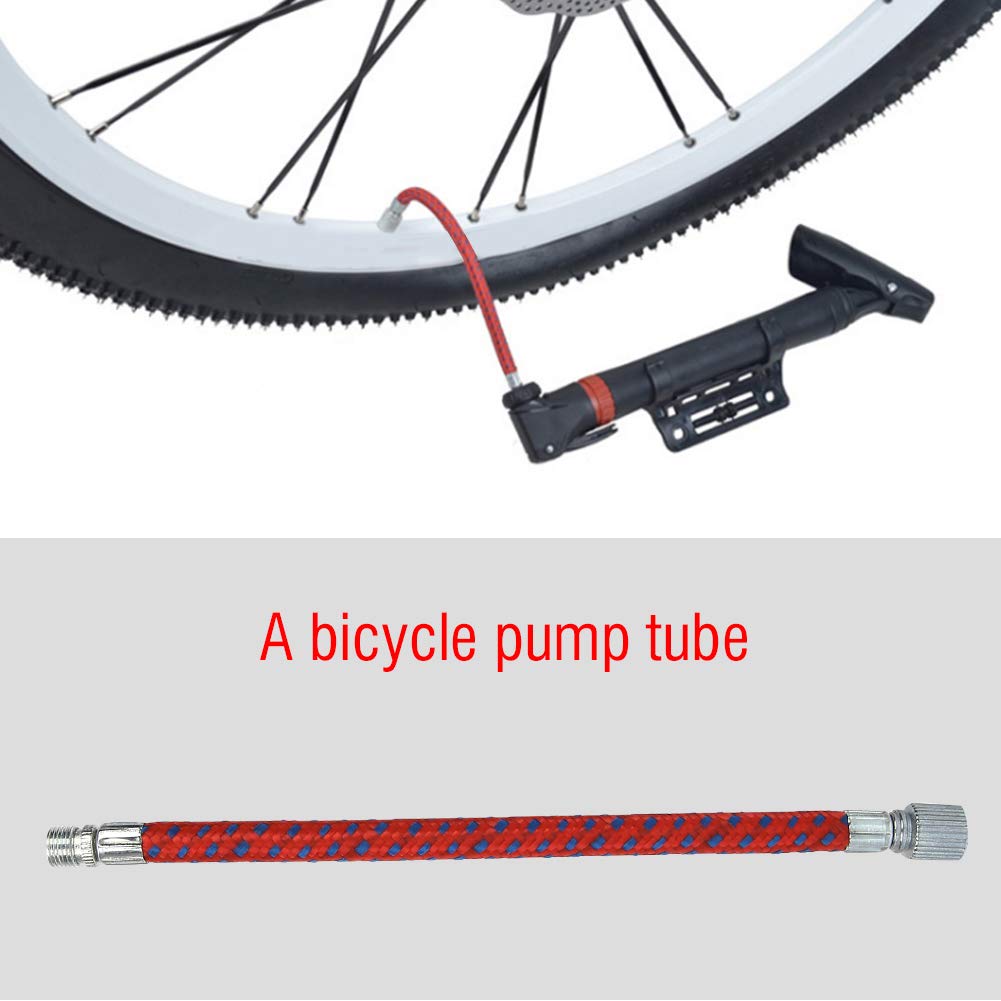 Mountain Bike Pump Tube, Aluminum Bike Tyre Tire Hand Air Pump Inflator Replacement Hose Needle Valvess Connector Accessories for Mountain Road Bike Pump Extension Bikes and Spare