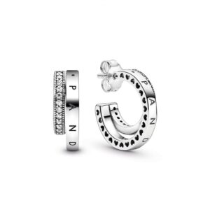 pandora pavé double hoop earrings 299056c01, no box