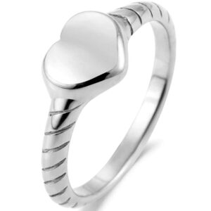 jude jewelers stainless steel plain heart wedding statment promise anniversary ring (silver, 10)