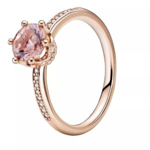 pandora sparkling crown solitaire, pink crystal