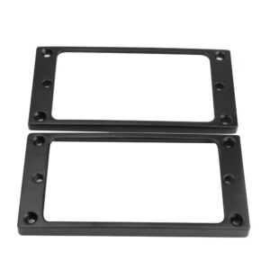 Guyker Flat Metal Humbucker Pickup Mounting Ring Set - Bridge Neck Pickups Cover Frame Replacement Part for Electric Guitar or Precision Bass(2PCS, Black)