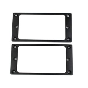 Guyker Flat Metal Humbucker Pickup Mounting Ring Set - Bridge Neck Pickups Cover Frame Replacement Part for Electric Guitar or Precision Bass(2PCS, Black)