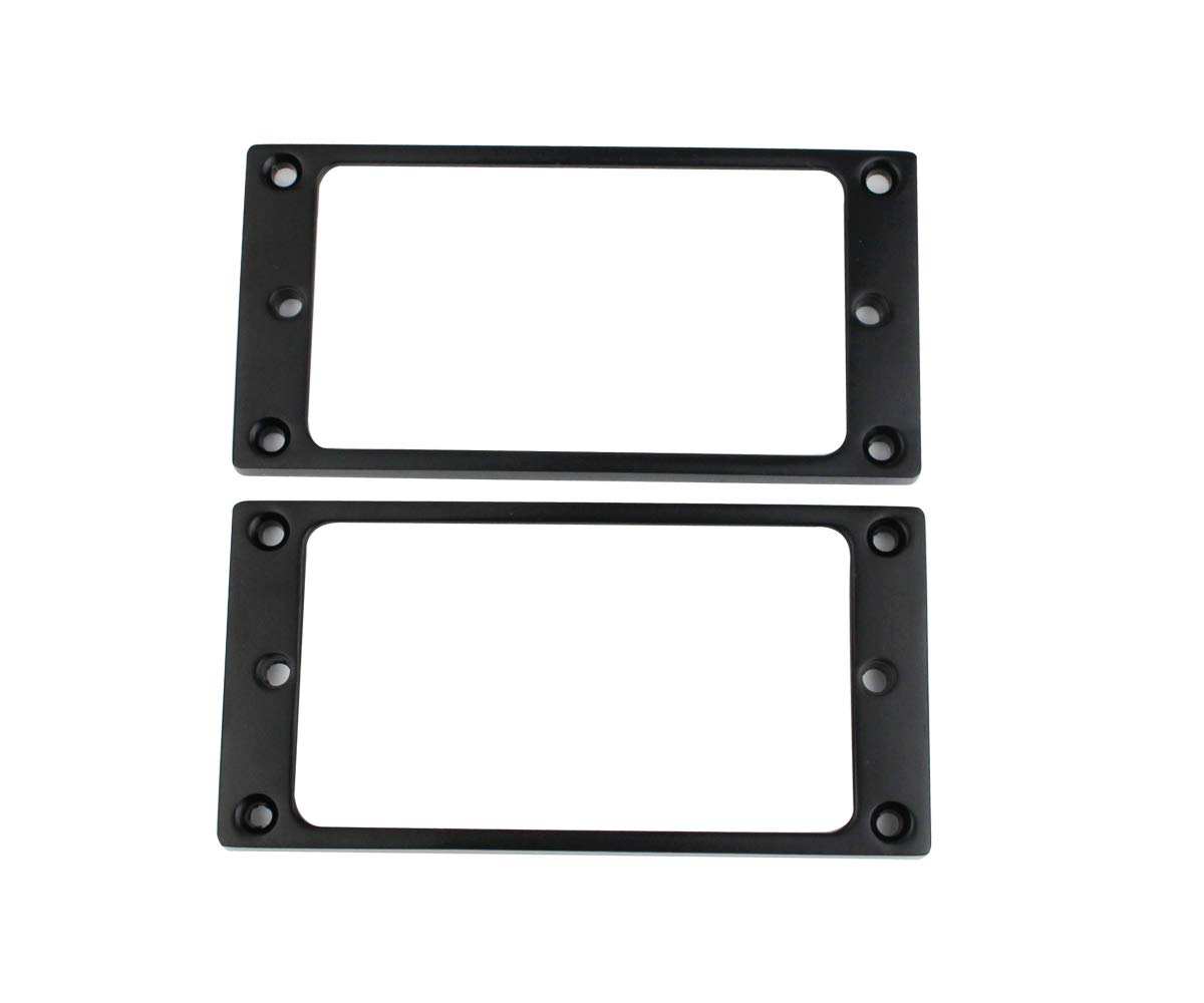 Guyker Flat Metal Humbucker Pickup Mounting Ring Set - Bridge Neck Pickups Cover Frame Replacement Part for Electric Guitar or Precision Bass(2PCS, Black)