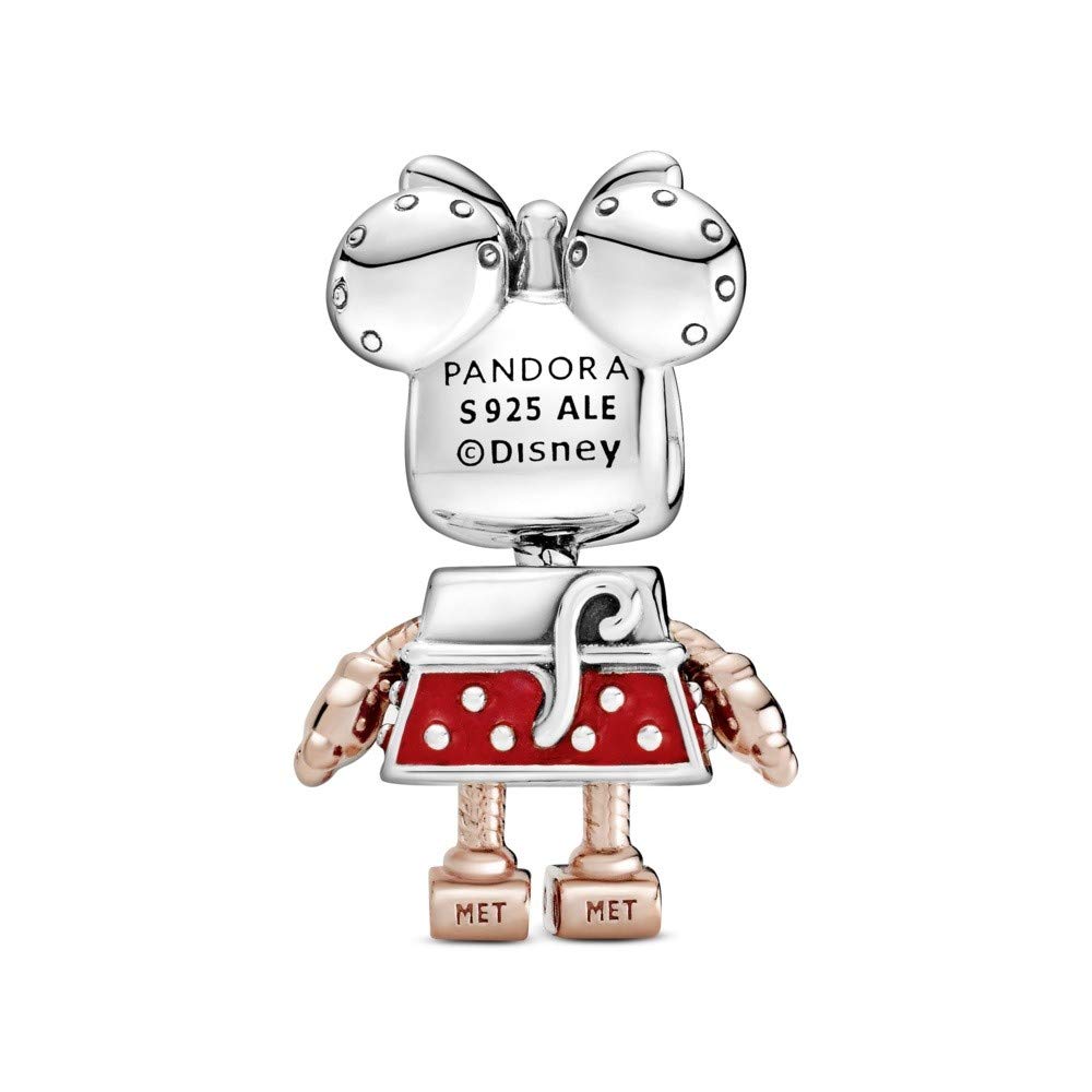 Pandora Disney Minnie robot sterling silver Rose charm with red enamel