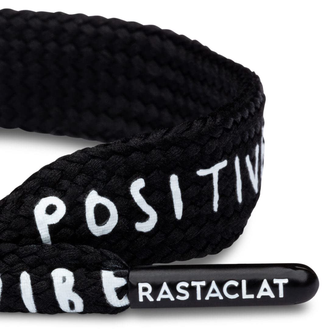 Rastaclat Motivational Bracelet for Men and Women of All Ages - Positive Vibes Black Bracelet | Adjustable Stackable Single Lace Bracelet Made by Hand (Medium/Large)