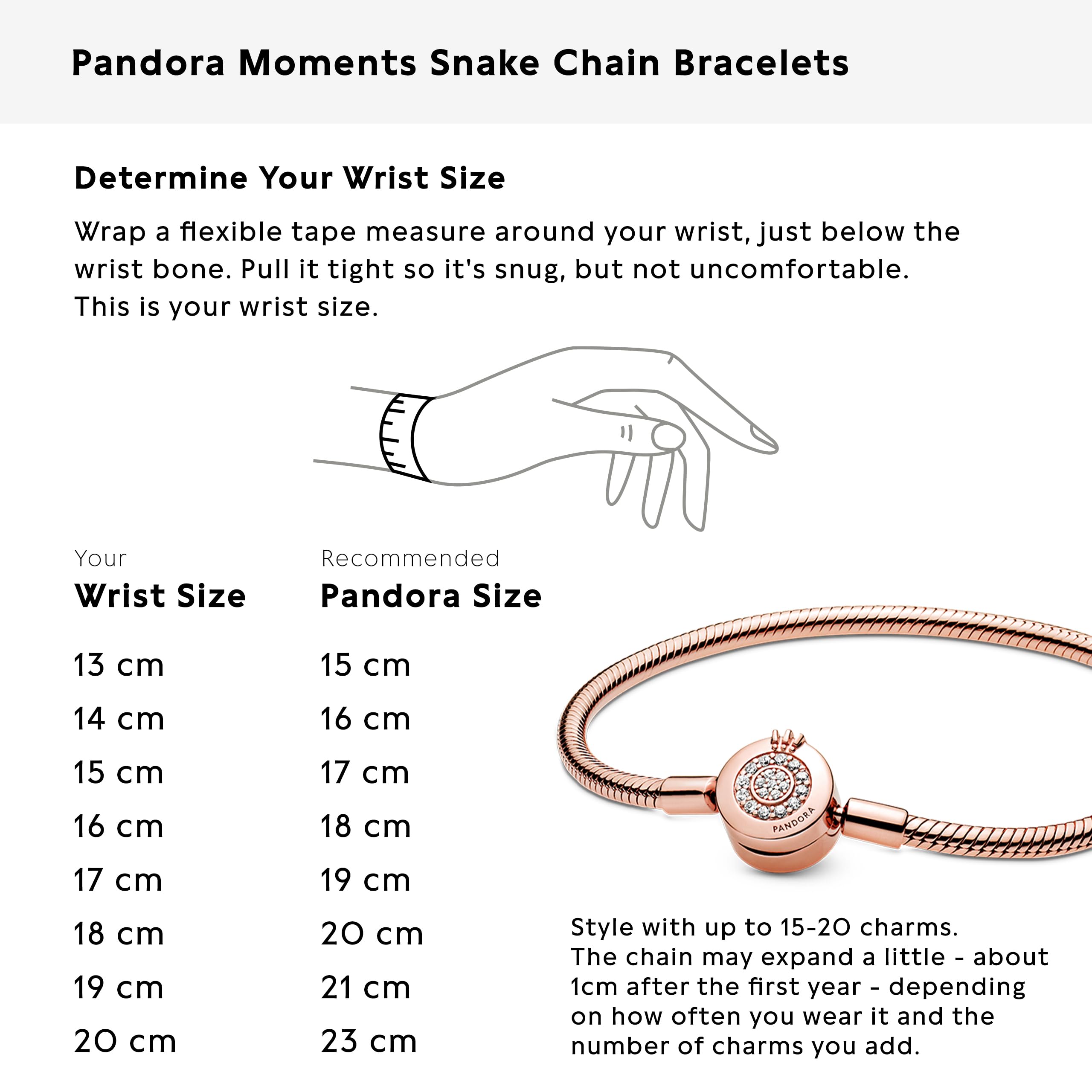 PANDORA Sparkling Crown O Snake Chain Bracelet