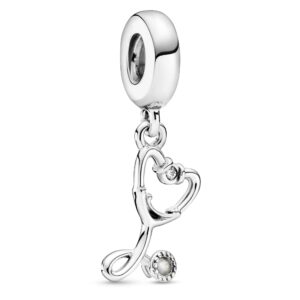 pandora stethoscope heart, clear cz