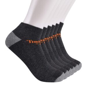 timberland pro men's 6-pack low cut ankle socks, charcoal heather, large