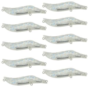 10pcs unpainted shrimp fishing lure body 80mm 12.3g blank hard topwater lures 6040# free eye