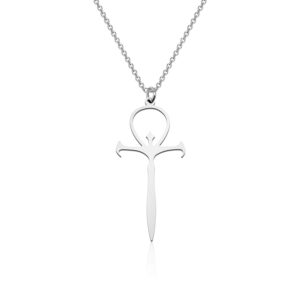 lbsbo vampire ankh pendant necklace stainless steel vampire cross symbol jewelry (vampire cross necklace)