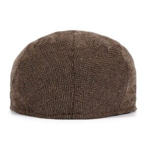 FALETO Men's Herringbone Wool Blend Flat Ivy Newsboy Hat Gatsby Cabbie Cap