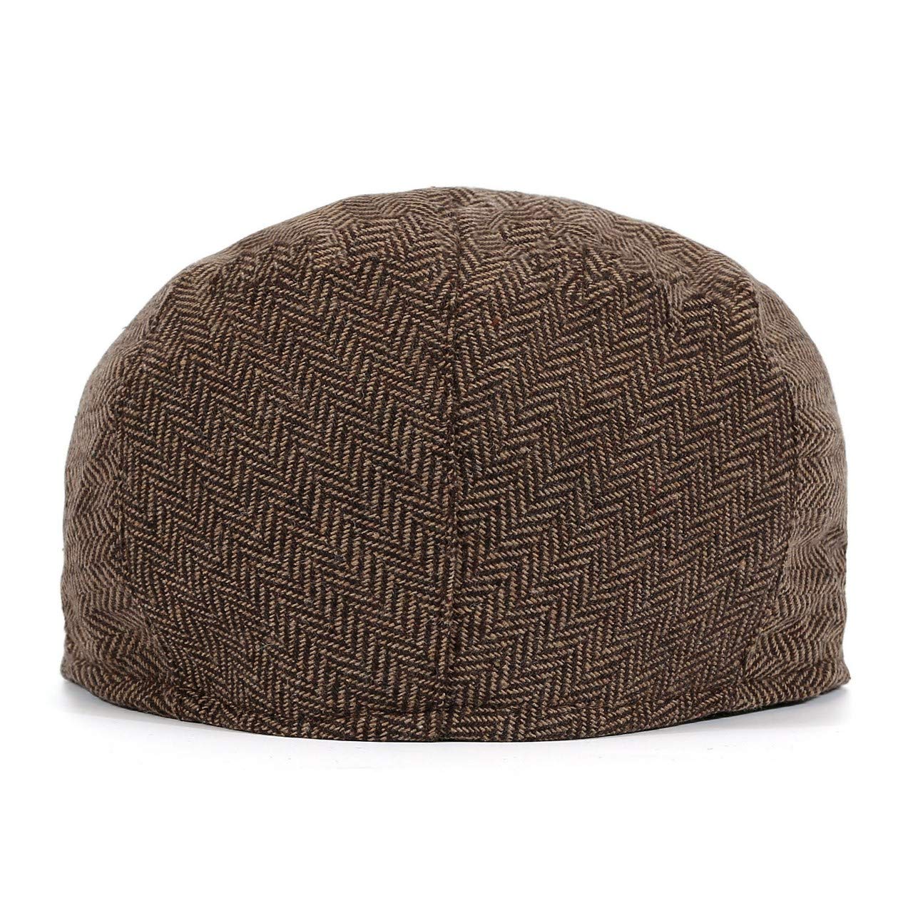 FALETO Men's Herringbone Wool Blend Flat Ivy Newsboy Hat Gatsby Cabbie Cap