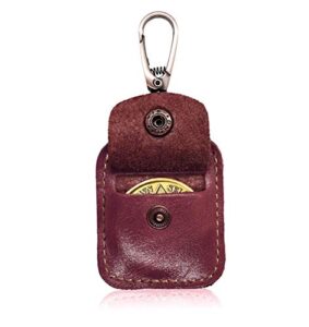 aa medallion or coin holder, leather key chain snap open leather case (reddish brown)