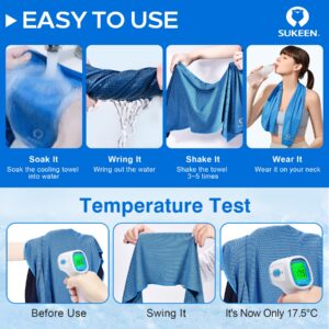 Sukeen Cooling Towel,Instant Evaporative Cooling for Sports,Yoga,Golf,Gym,Neck,Workout and More(40”x 12”)