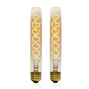 bunnit bulbs vintage edison bulb, t9 t9-185 tube shape spiral, 60w, medium e26 base, 2-pack