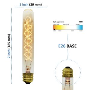 Bunnit Bulbs Vintage Edison Bulb, T9 T9-185 Tube Shape Spiral, 60w, Medium E26 Base, 2-Pack