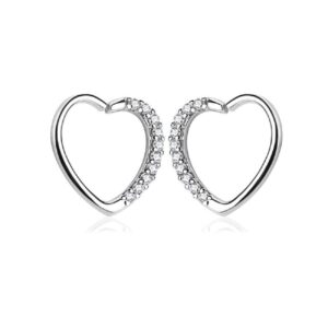 xialv 2pieces 316l medical steel open cz nose rings heart 16g ear cartilage/daith hoop ring，hypoallergenic perforated jewelry set (style five)