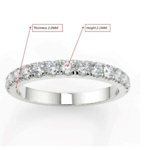 Natural 14k White Gold Diamond Ring for Women Wedding Anniversary Stackable Thin Band 1/2 cttw (Color H-I, Clarity Si2-I1) Luxury Collection. Natural Real Mined Diamonds.